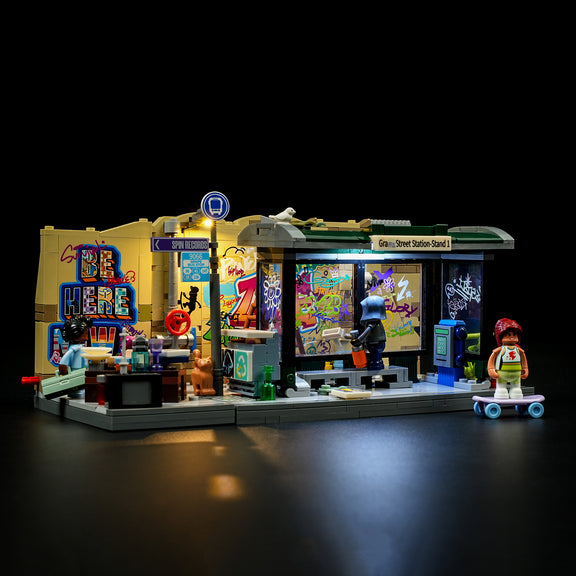 Lumibricks Graffiti Bus Stop F9060 – LED Urban Street Scene Building Set