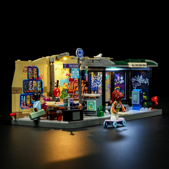 Lumibricks Graffiti Bus Stop F9060 – LED Urban Street Scene Building Set