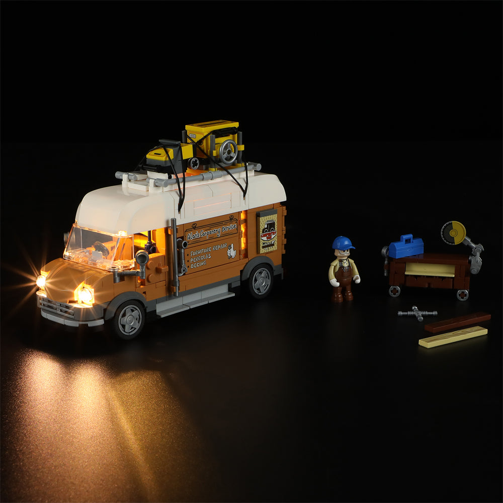 FUNWHOLE Building Blocks Carpentry Van Lighting Building-Bricks Set ...