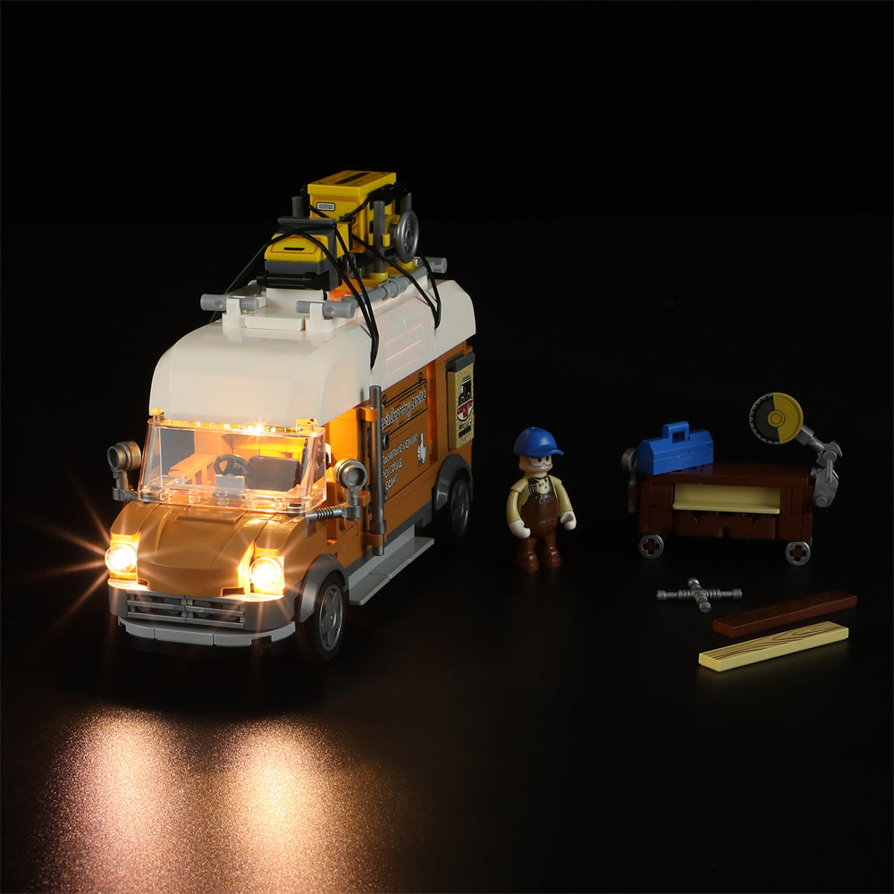 FUNWHOLE Building Blocks Carpentry Van Lighting Building-Bricks Set ...