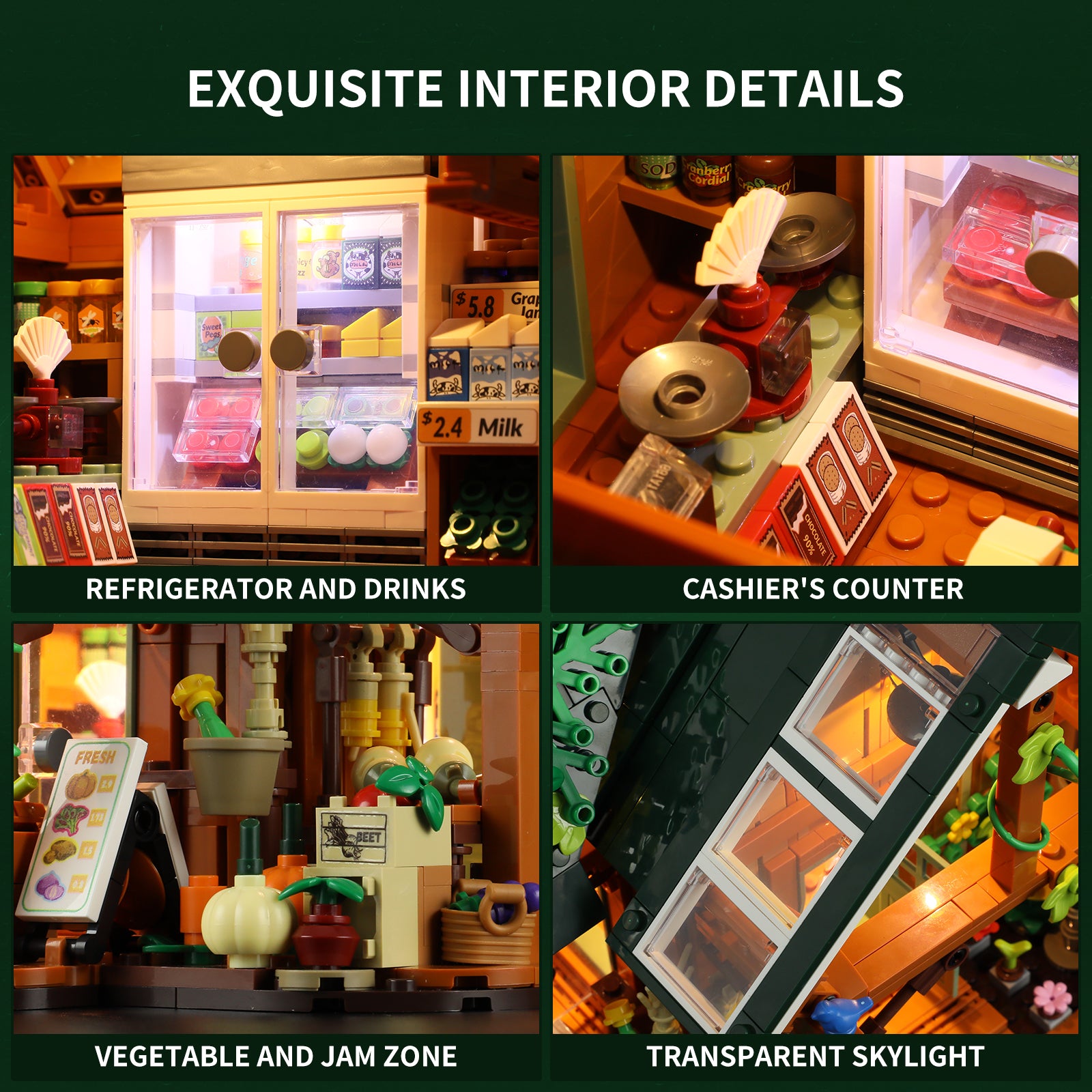 Funwhole Building Blocks Farm-Store Lighting Building-Bricks Set - Farm ...