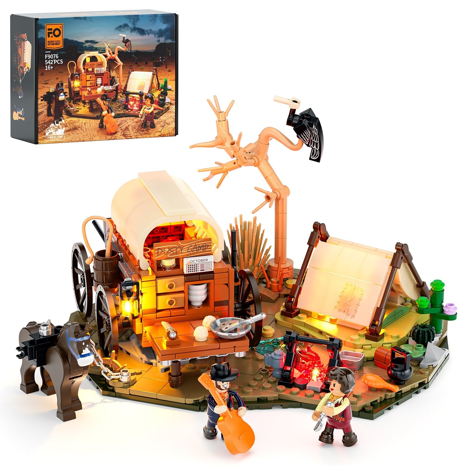 Lumibricks Cowboy Camp F9076 with Light Kits | The Old West series