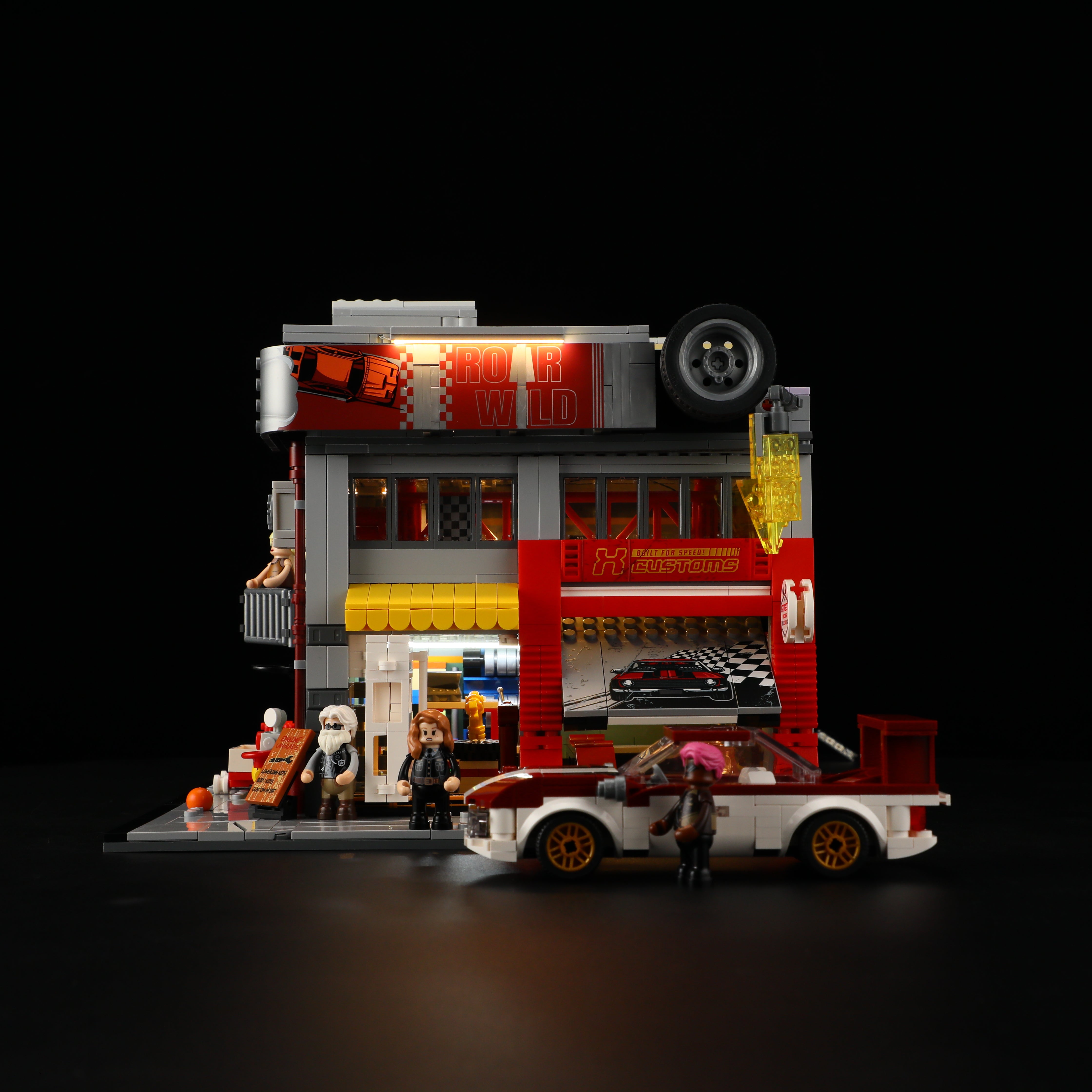 Lumibricks Street Mod Garage L9088 – LED Brick Garage with Repair Shop