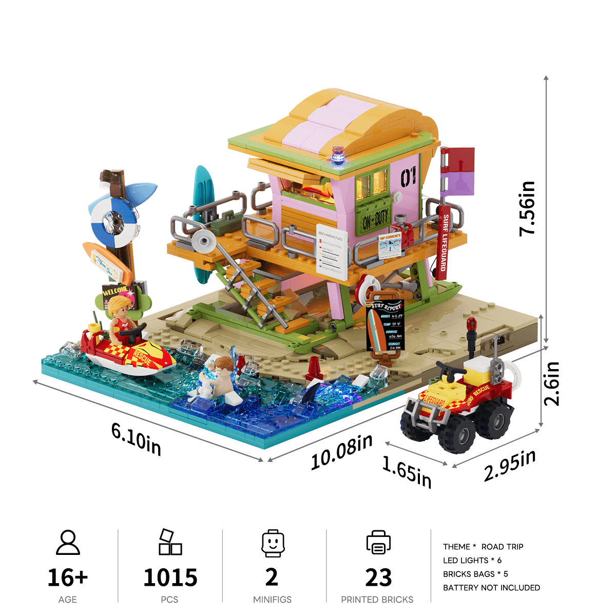 LUMIBRICKS Beach Lifeguard Tower | Miami 2-in-1 Coastal Set – Lumibricks