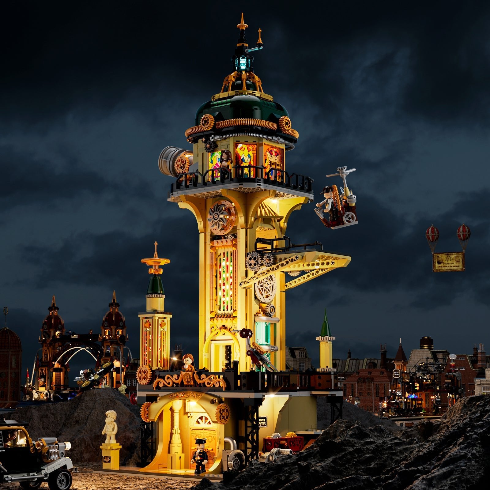 Lumibricks Steampunk Watch Tower F9070 – LED Retro-Futuristic Clock ...
