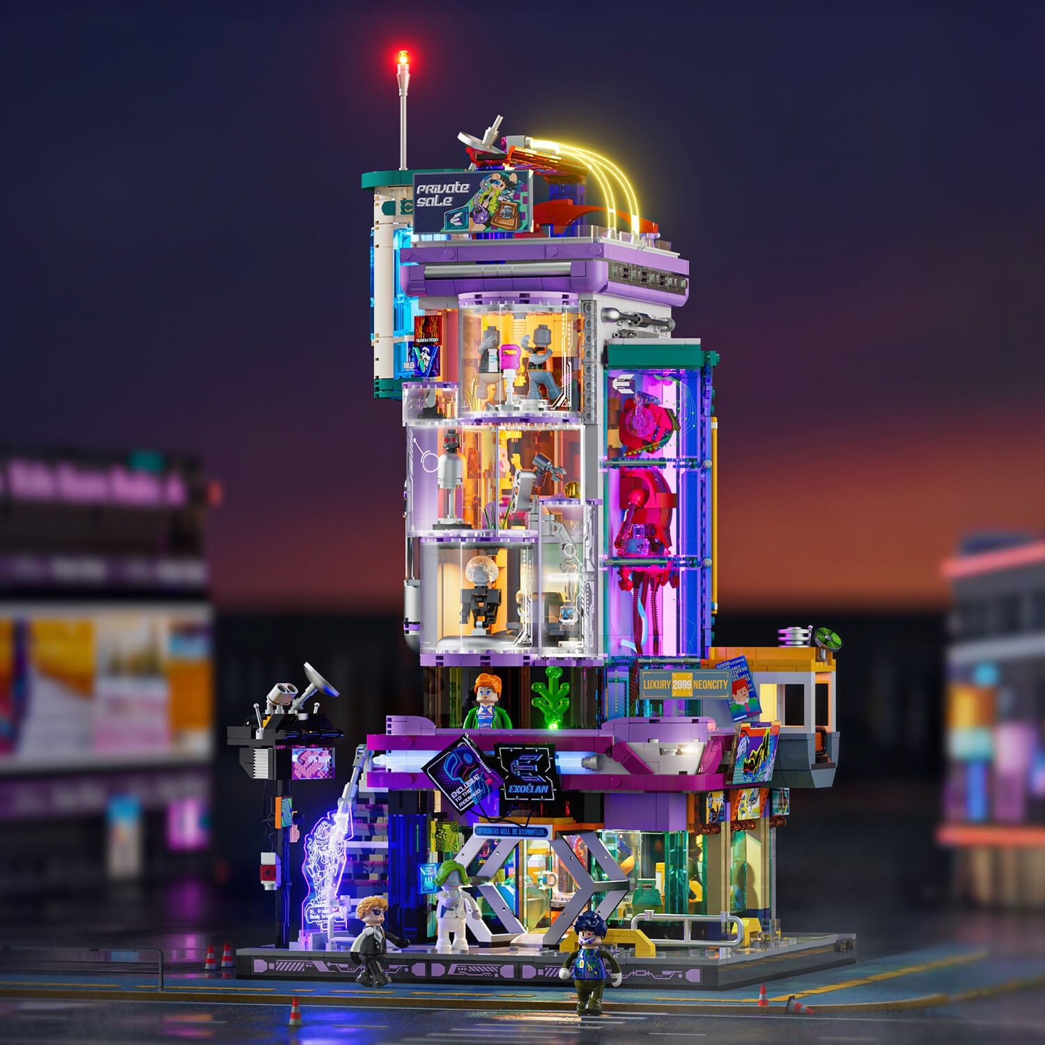 LUMIBRICKS Cyber Couture Galleria – Cyberpunk Building with LED Lights ...