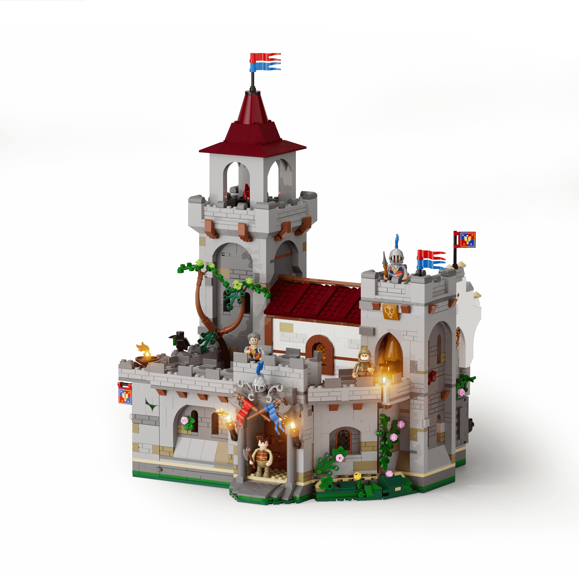 LUMIBRICKS Medieval Guard Post – Lighted Castle Barracks Set – Lumibricks