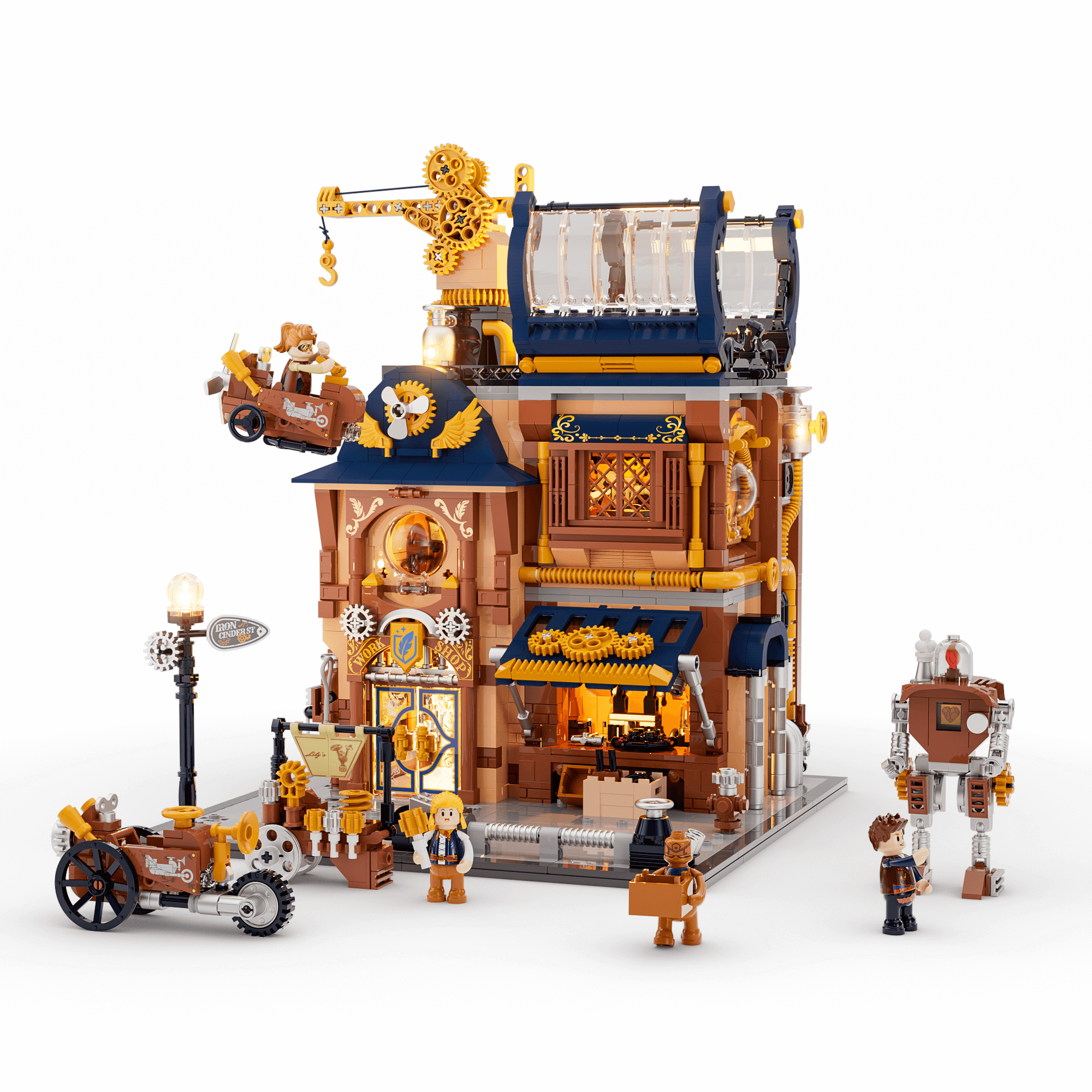 LUMIBRICKS Steampunk Mechanical Workshop Building Set – Lumibricks