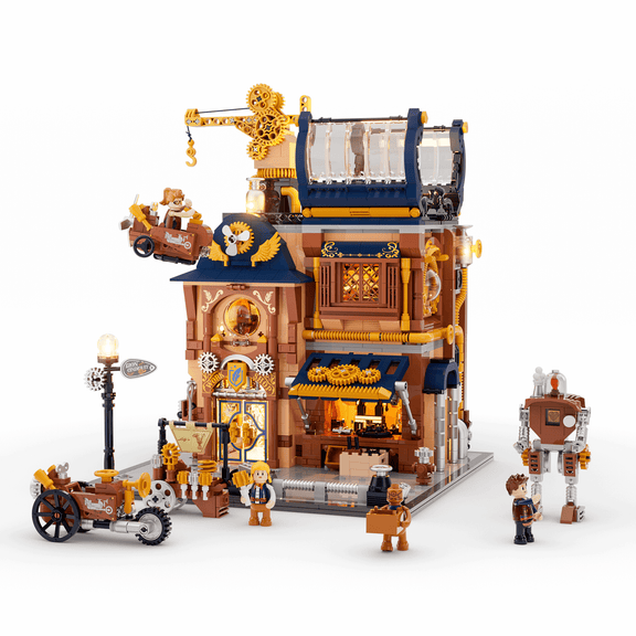 LUMIBRICKS Steampunk Mechanical Workshop Building Set – Lumibricks
