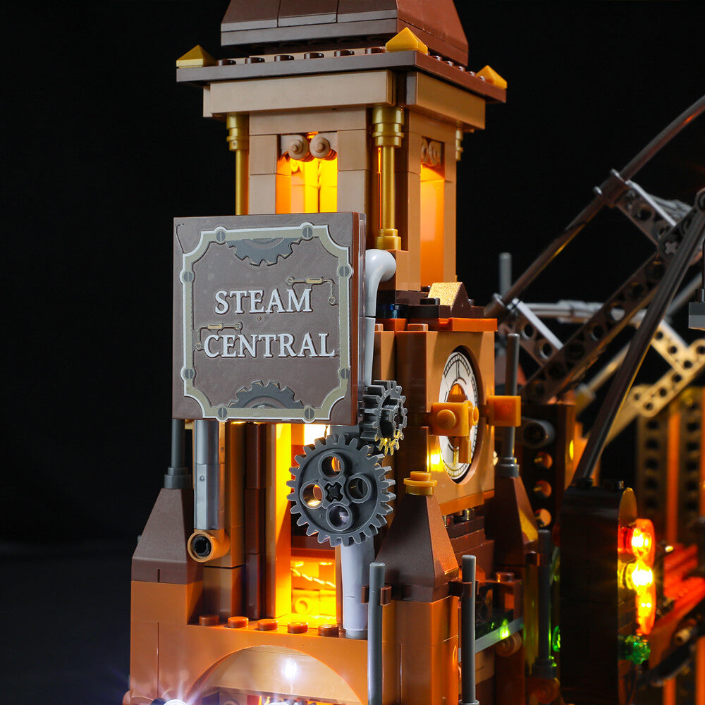 Lumibricks Steampunk Train Station – LED Brick Station with Retro ...